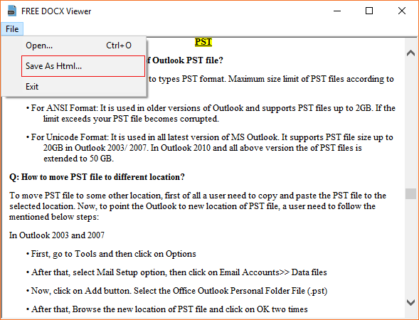 Free DOCX Viewer to Read DOCX Files and Convert Word to HTML Format